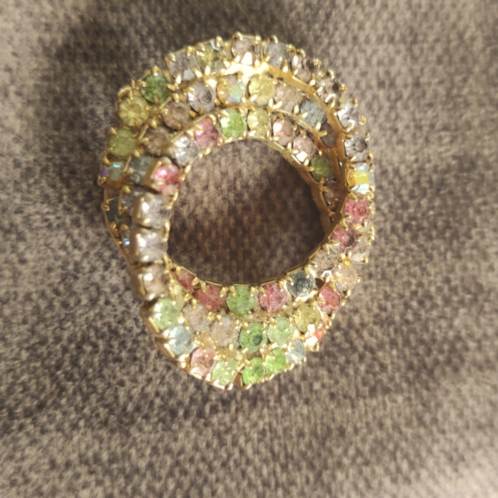 Vintage 1950s Triple Circle Rainbow Infinity Pin - Gem